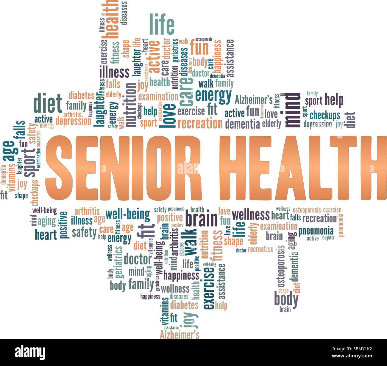 Senior Health word cloud conceptual design isolated on white background ...