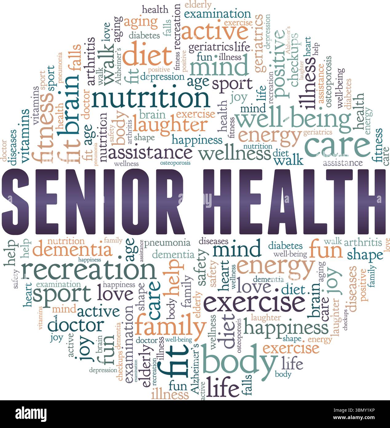 Senior Health word cloud conceptual design isolated on white background ...
