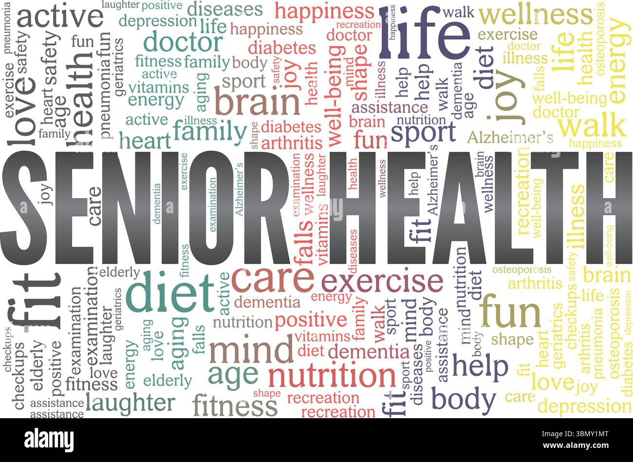 Senior Health word cloud conceptual design isolated on white background ...