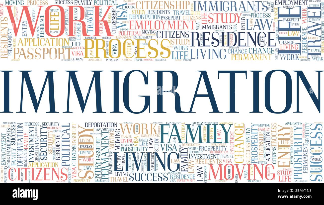 Immigration word cloud conceptual design isolated on white background ...