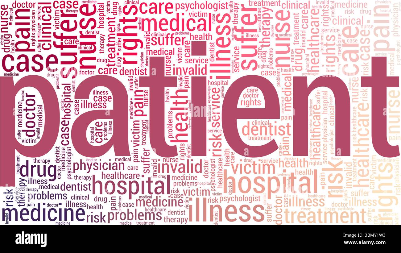 Patient word cloud conceptual design isolated on white background Stock ...