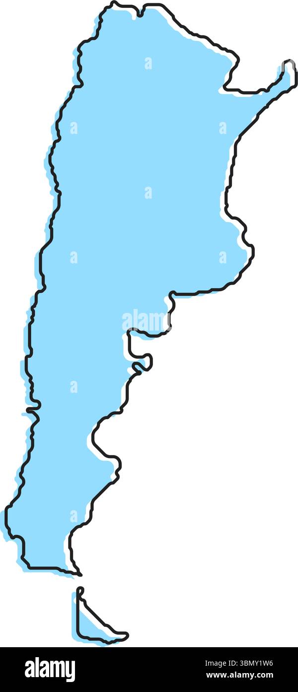 A simple stylized map of the country of Argentina. Modern stylized ...