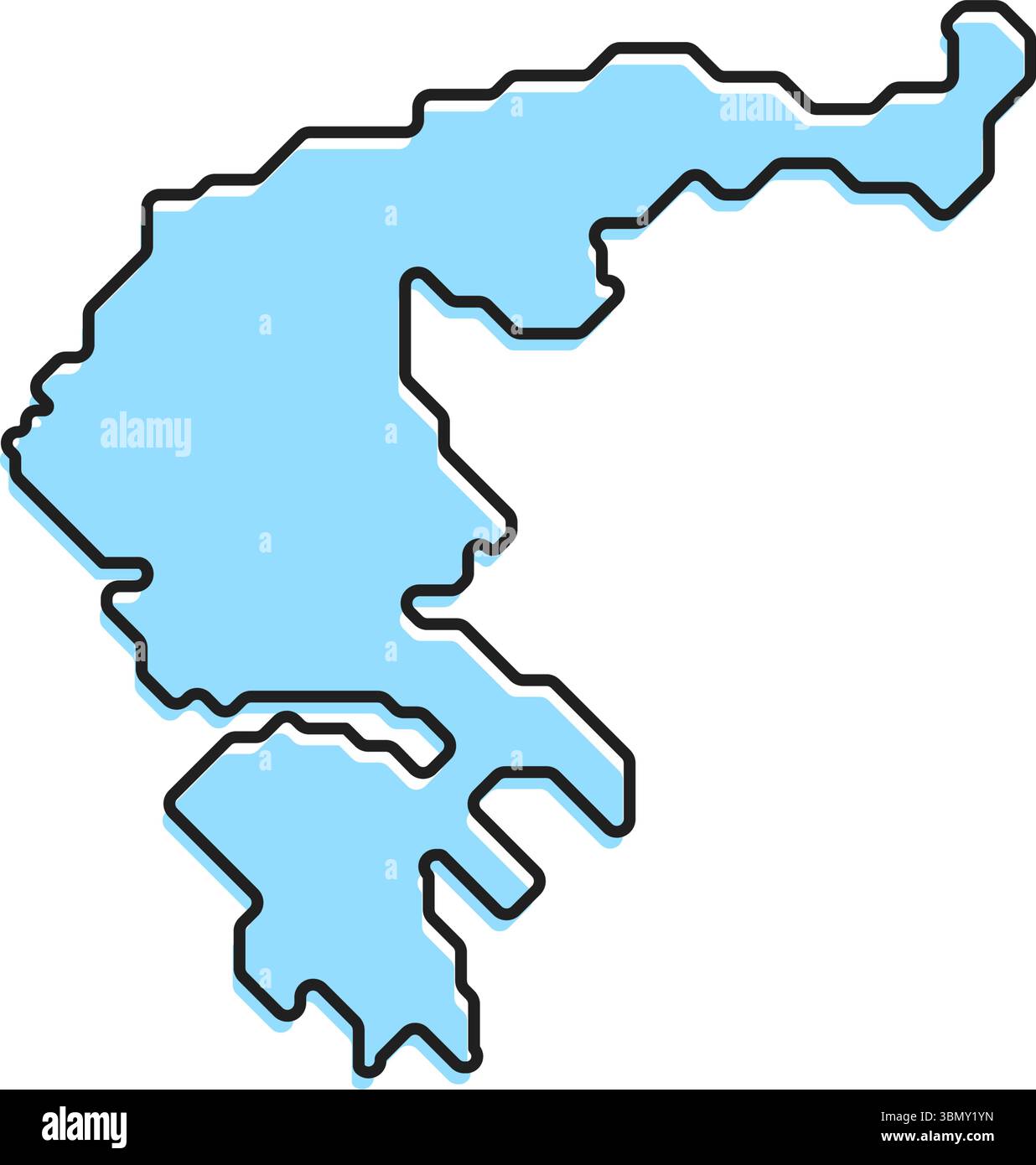 A simple stylized map of the country of Greece. Modern stylized country ...