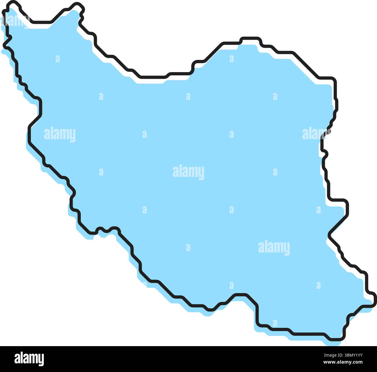 A simple stylized map of the country of Iran. Modern stylized country ...
