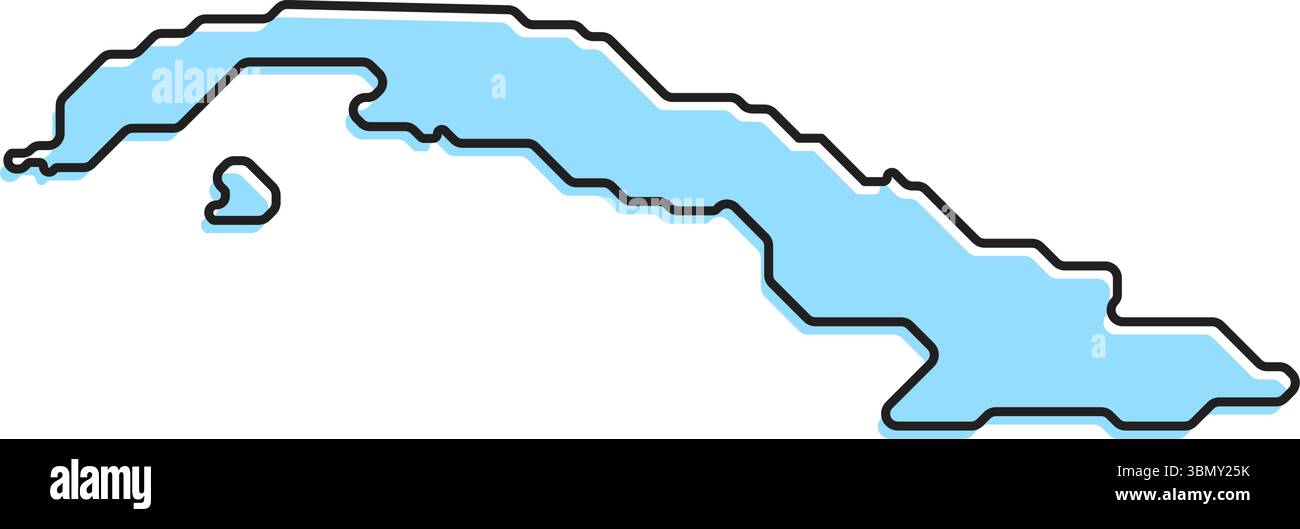 A simple stylized map of the country of Cuba. Modern stylized country ...