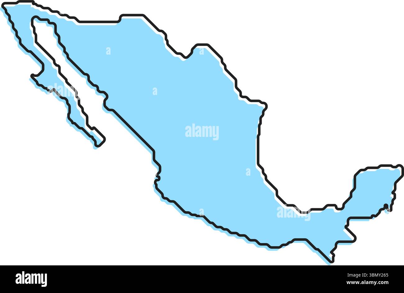 A simple stylized map of the country of Mexico. Modern stylized country ...