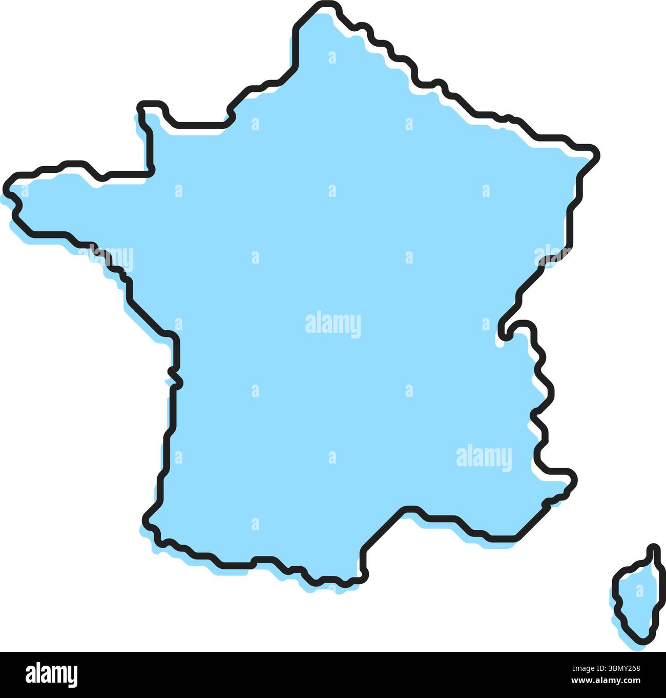 A simple stylized map of the country of France. Modern stylized country ...