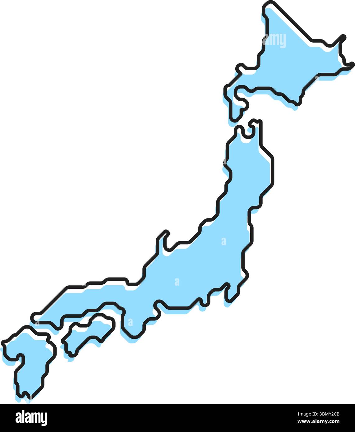 A simple stylized map of the country of Japan. Modern stylized country ...
