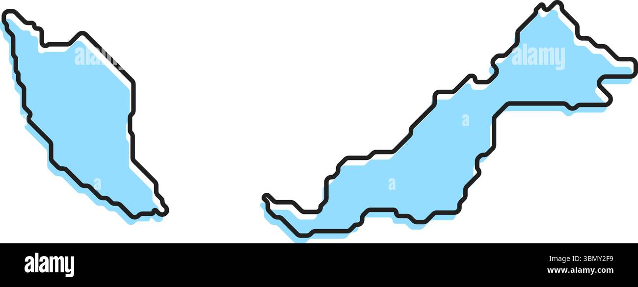 A simple stylized map of the country of Malaysia. Modern stylized ...