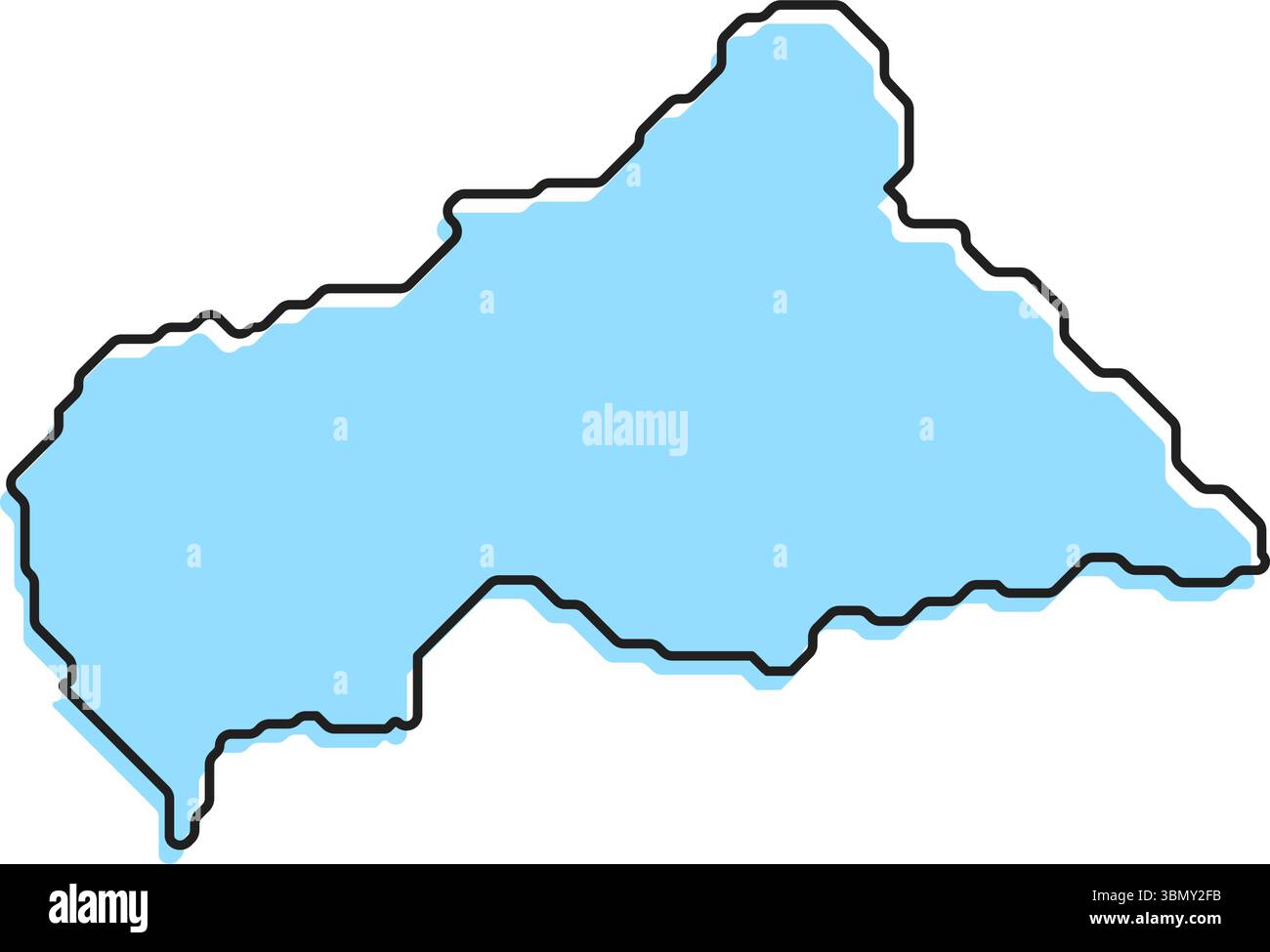 A simple stylized map of the country of Central African Republic ...