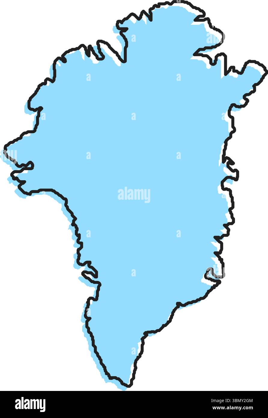 A simple stylized map of the country of Greenland. Modern stylized ...