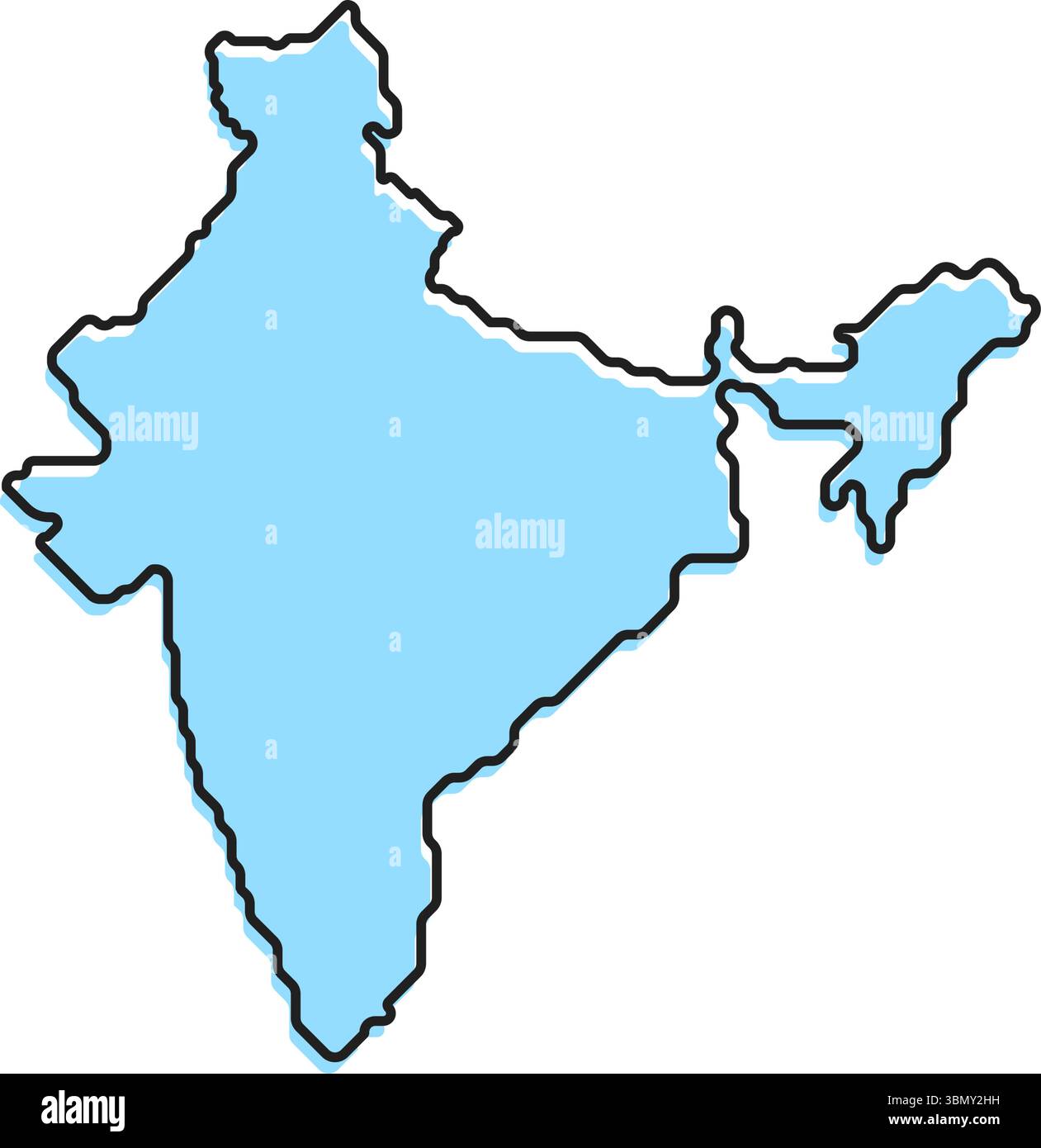 A simple stylized map of the country of India. Modern stylized country ...