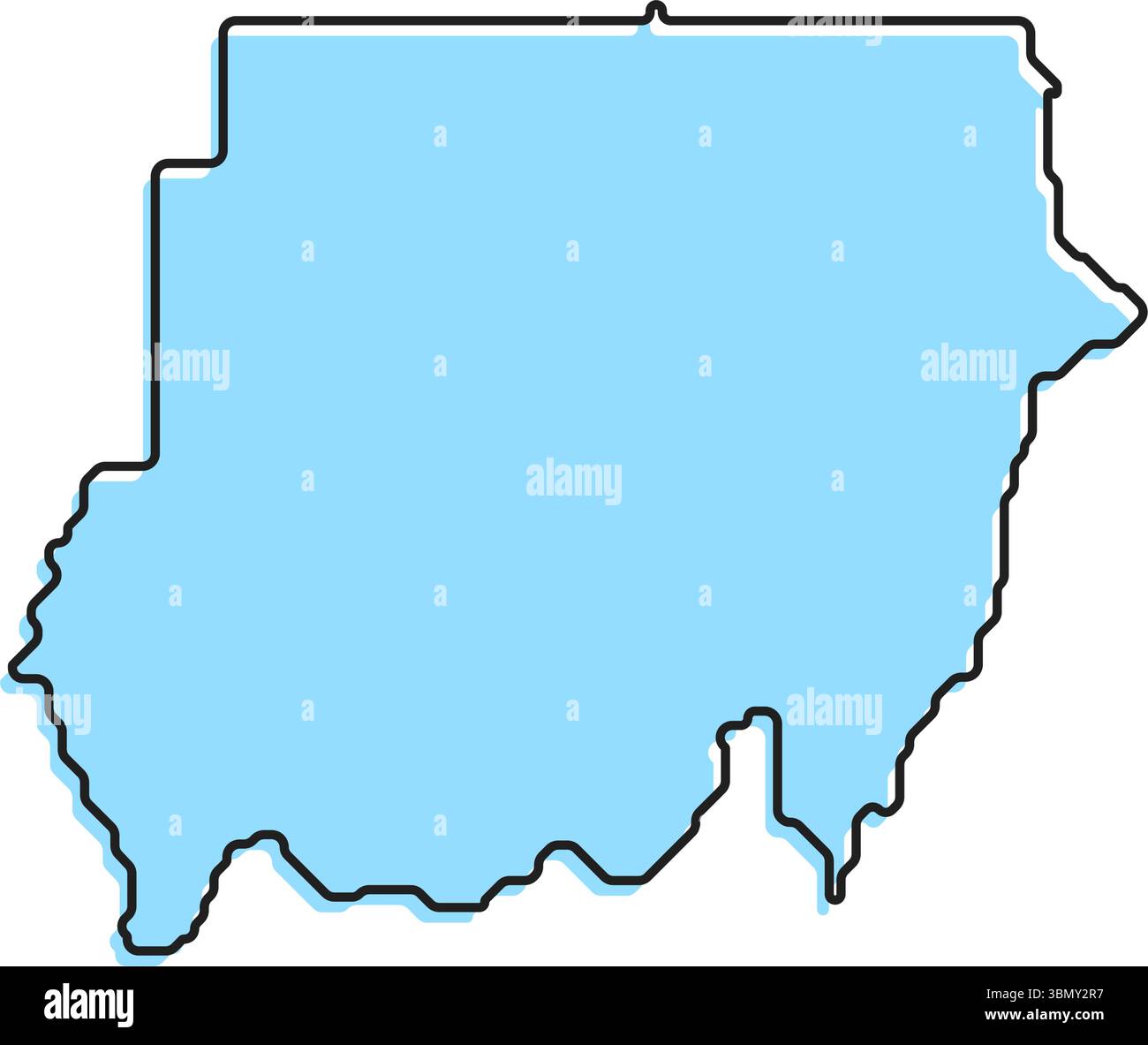 A simple stylized map of the country of Sudan. Modern stylized country ...