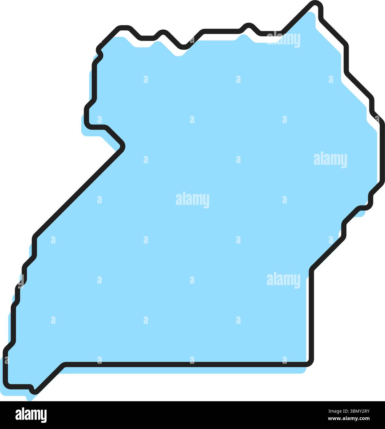 A simple stylized map of the country of Uganda. Modern stylized country ...