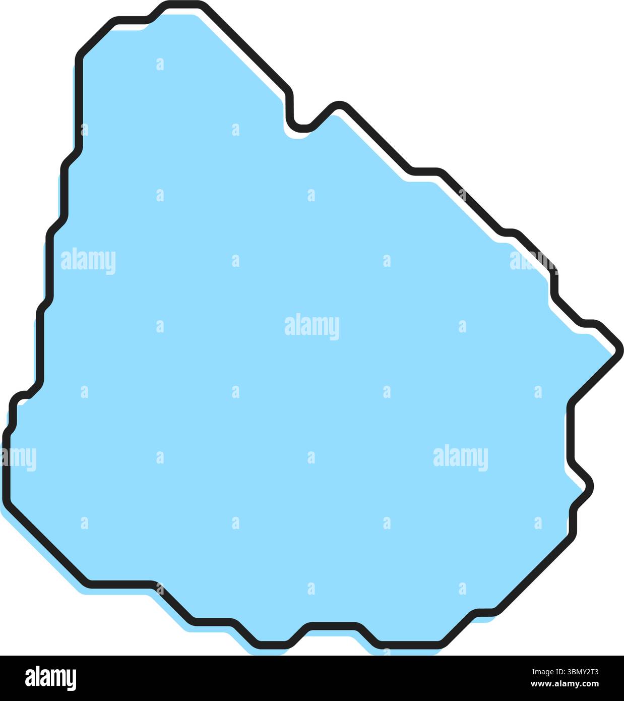A simple stylized map of the country of Uruguay. Modern stylized ...