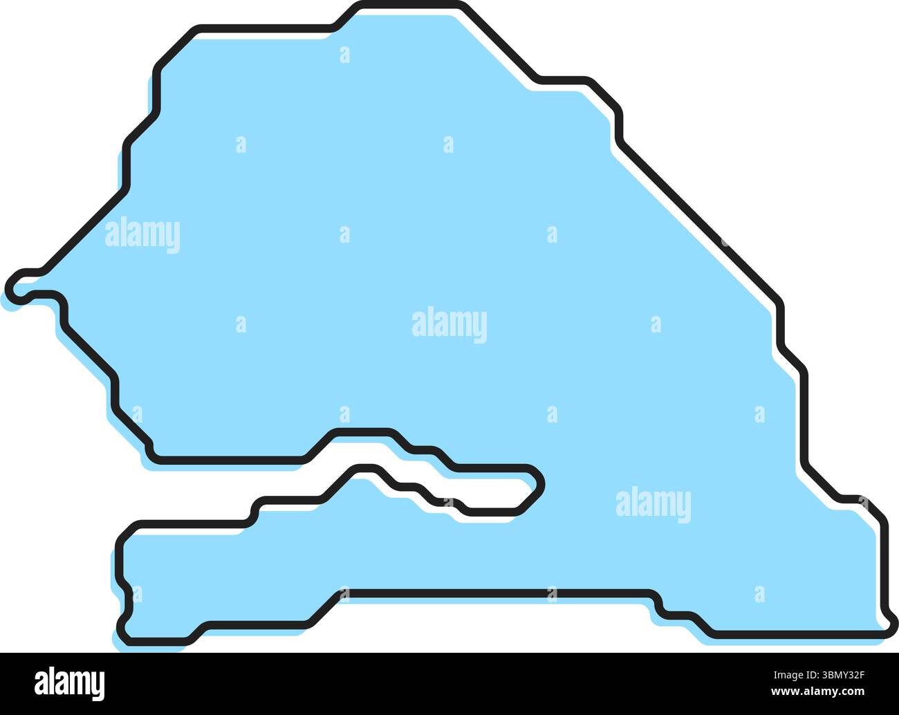 A simple stylized map of the country of Senegal. Modern stylized ...