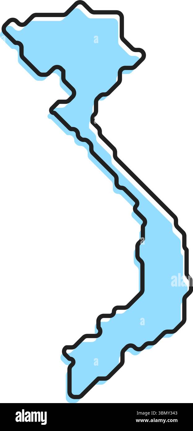 A simple stylized map of the country of Vietnam. Modern stylized ...