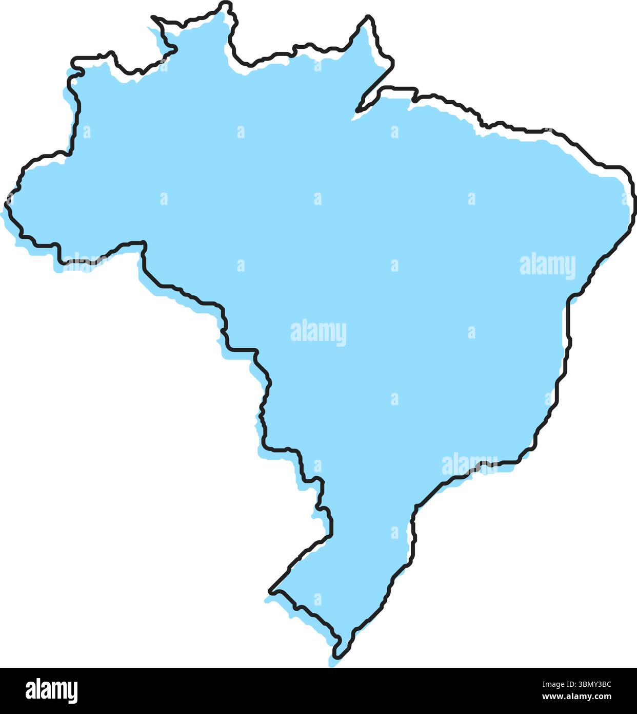 A simple stylized map of the country of Brazil. Modern stylized country ...