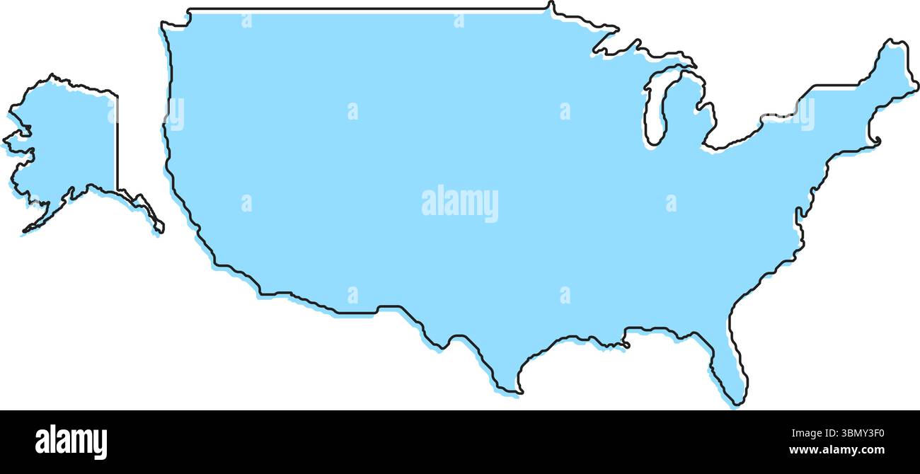 A simple stylized map of the country of United States of America ...