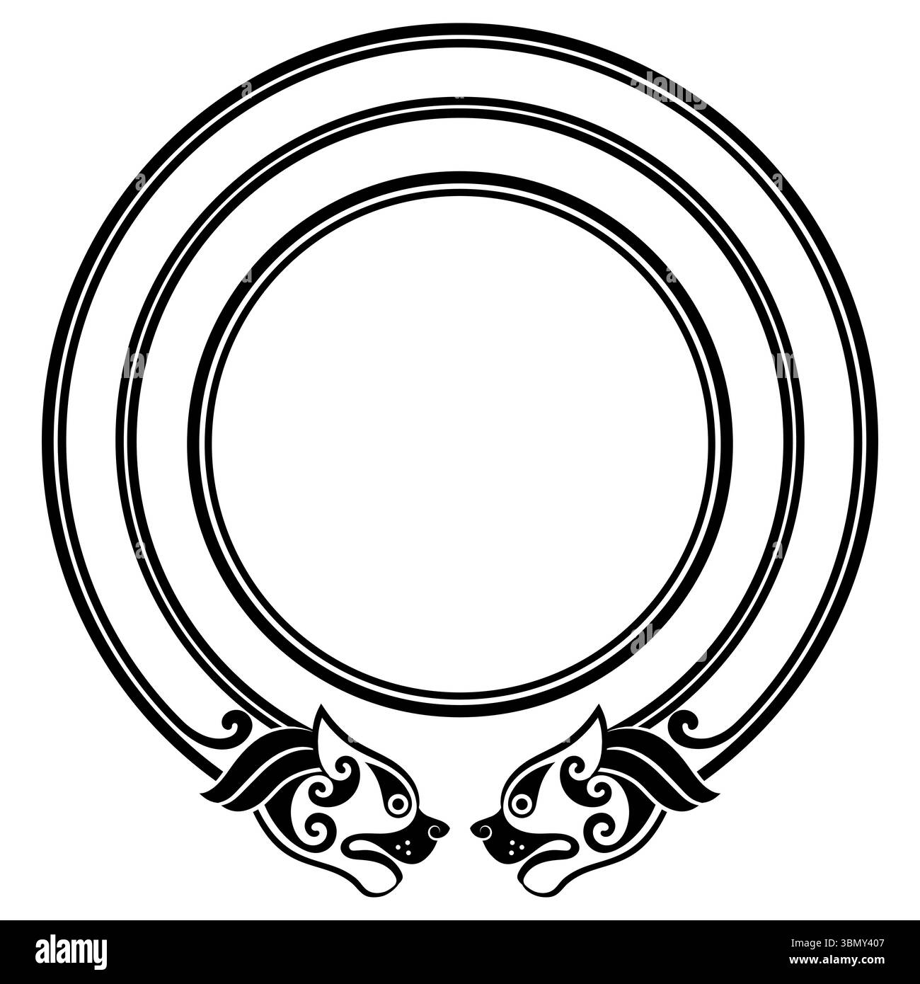 Design in Old Norse style. Viking bracelet with wolf heads Stock Vector ...