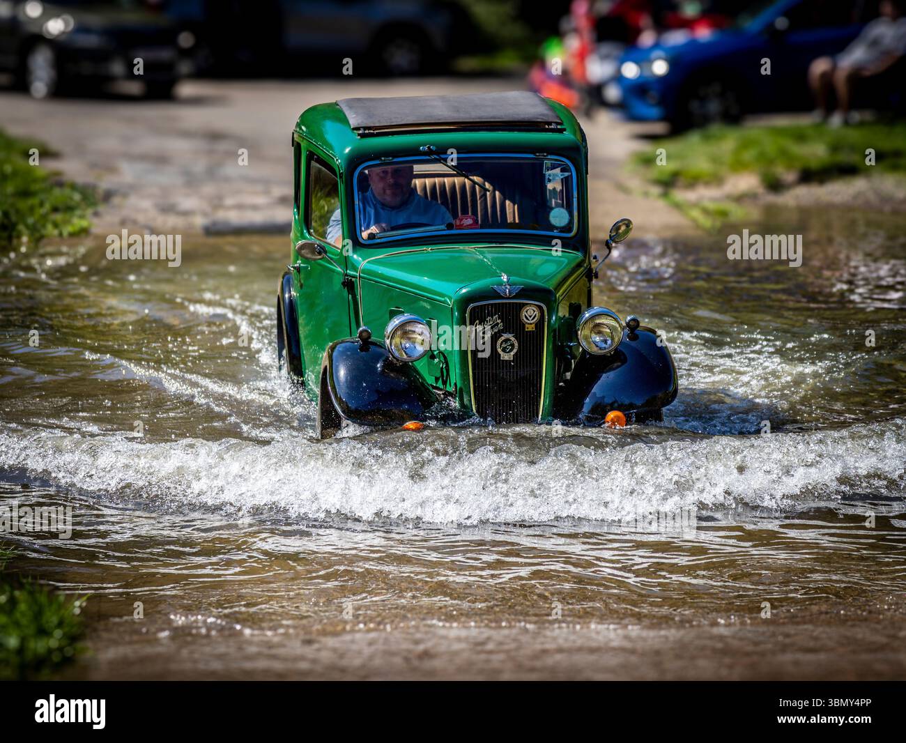 Vintage car rally, south Wales Austin 7, Austin nippy, including river ...