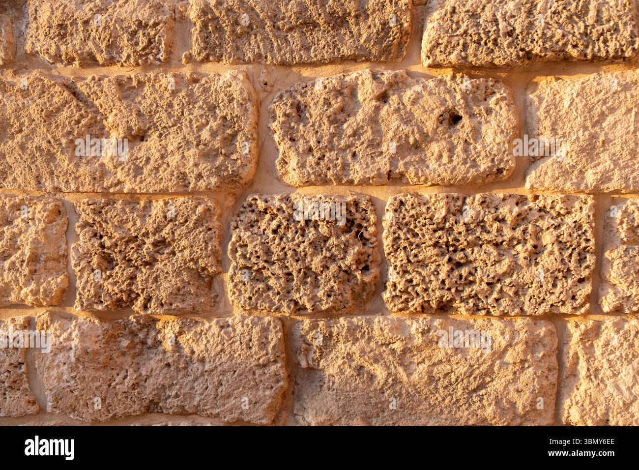 large antique stones in ancient wall in caesarea. texture and texture of ancient stone Stock ...