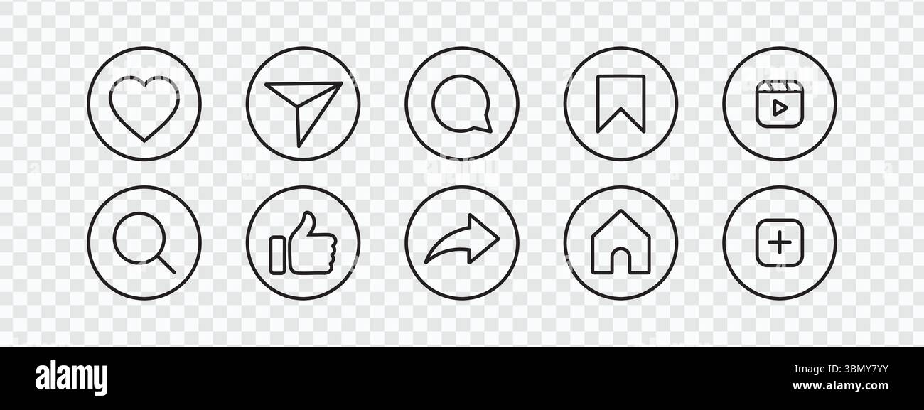 "Instagram Like, Comment Icons Collection: Outline and Circular Style ...