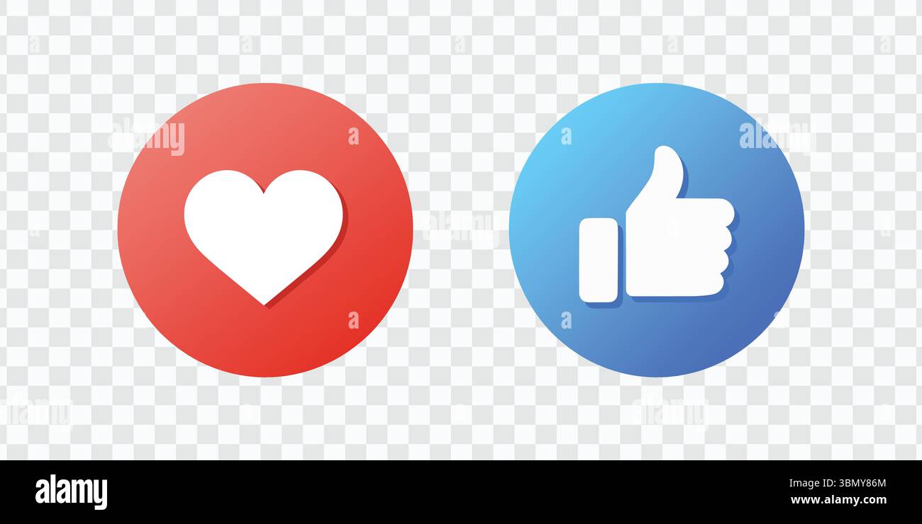 "Thumbs and Heart Social Media Icon Set: Like and Love Symbols Stock ...