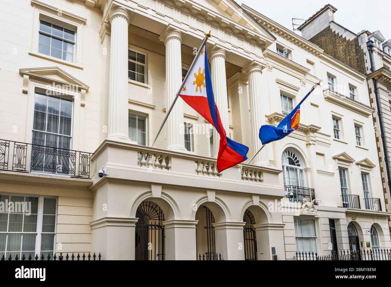 Embassy of the Philippines in London with Tricolour Flag. London, UK ...