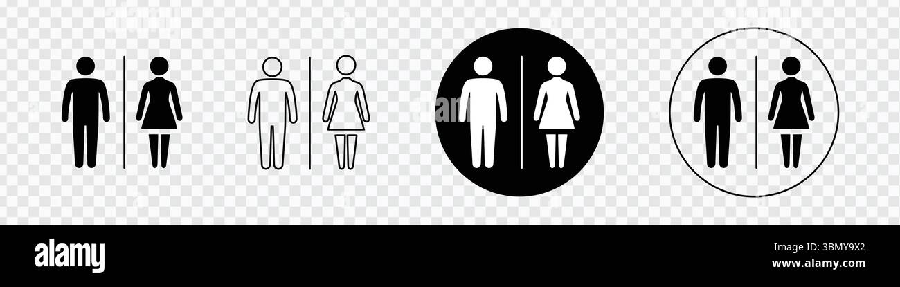"Toilet and Restroom Icon Set: Vector Bathroom Signs for Facilities ...