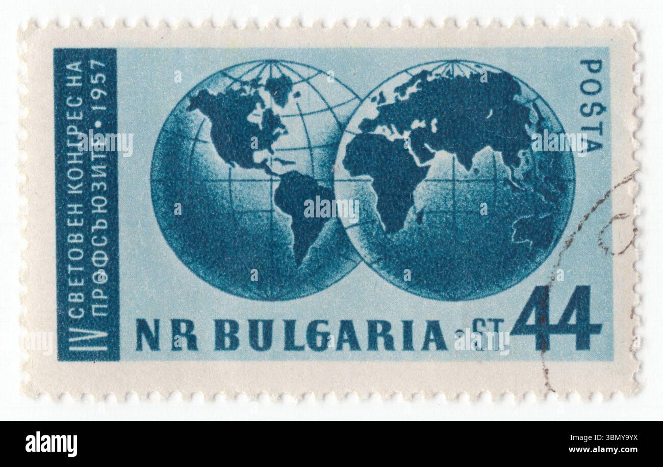BULGARIA — 1957 October 4: 44 stotinki prussian blue postage stamp ...