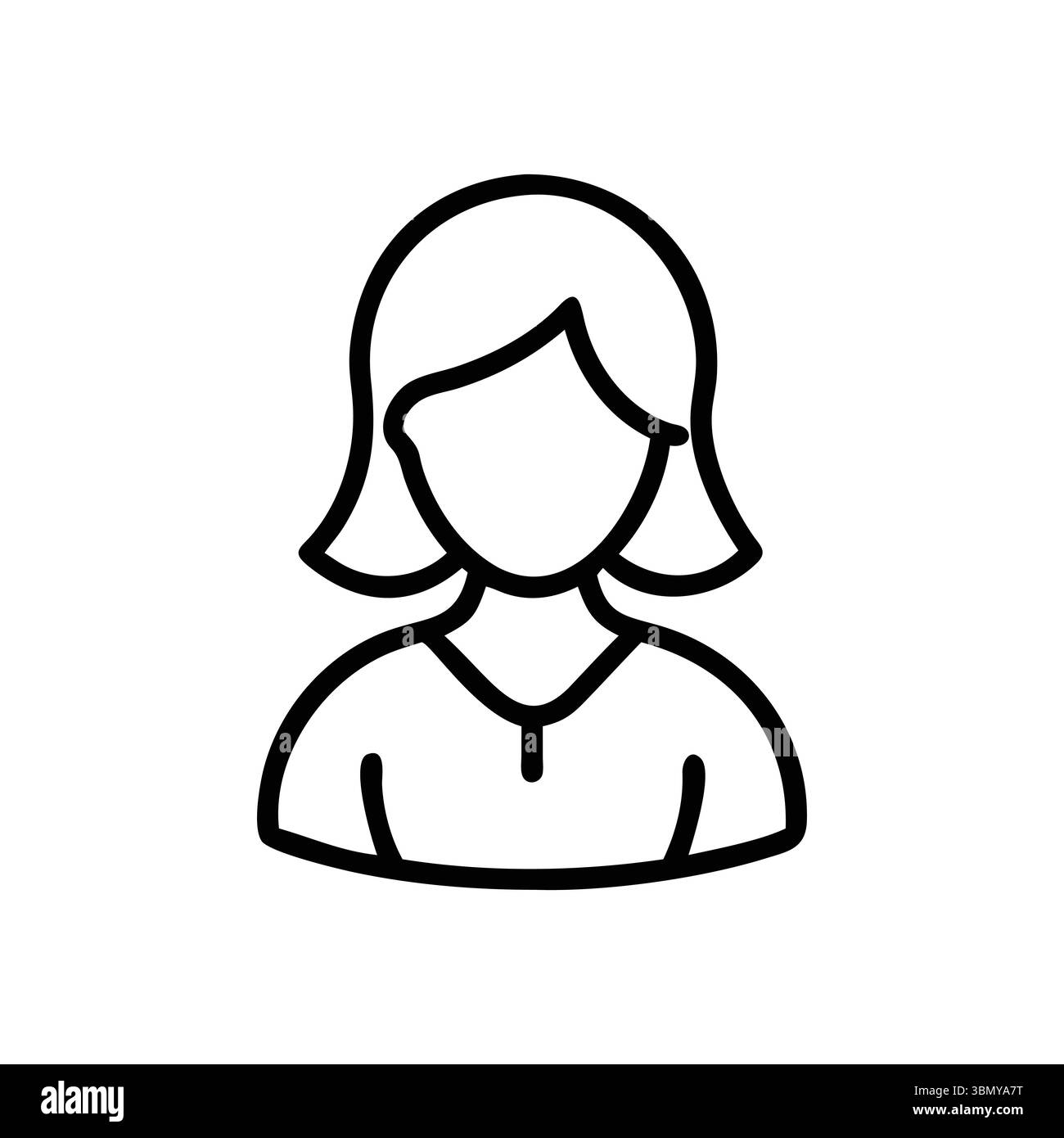 "Woman Avatar Icon: Female Profile Outline, Simple Line Art, Person ...