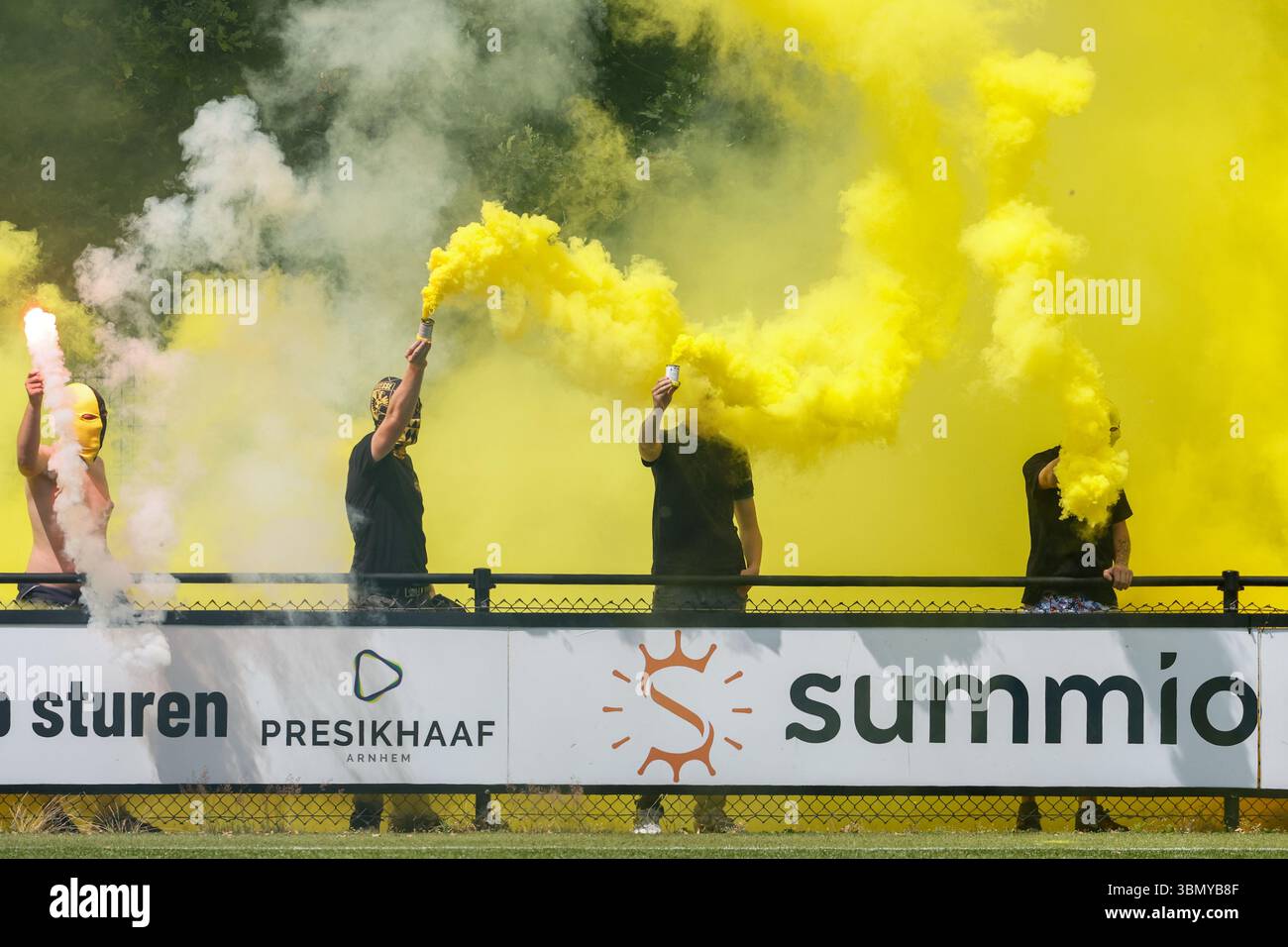 PAPENDAL, NETHERLANDS - JUNE 29: Vitesse fans set off flares during the ...