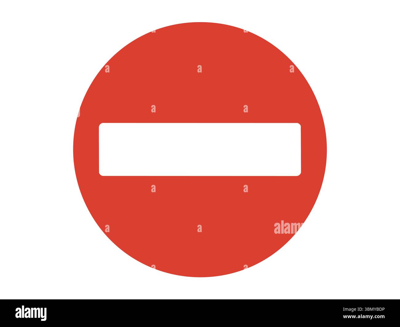 Red prohibition traffic sign with white horizontal bar isolated on ...