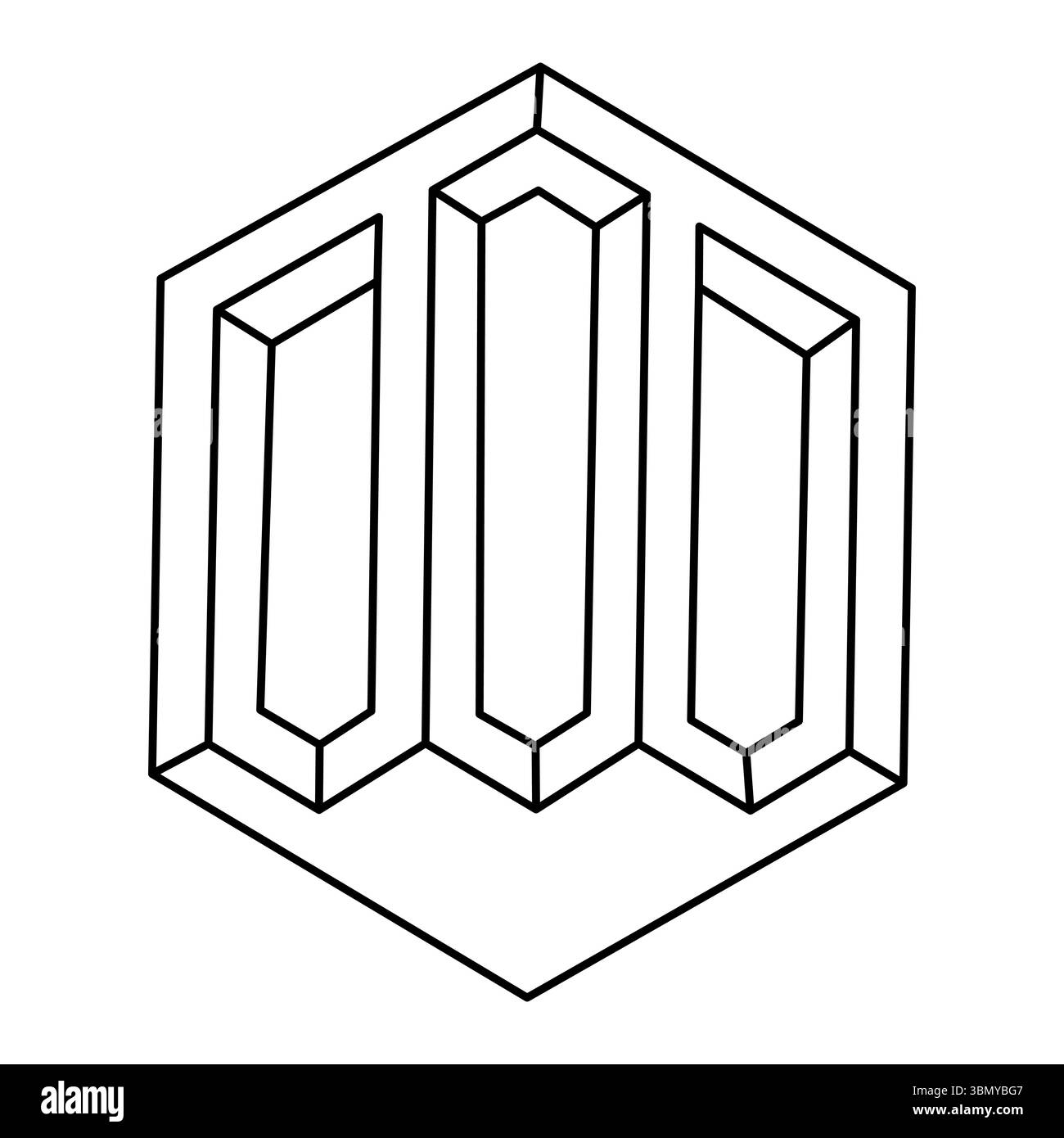 Impossible shape. Web design element. Optical Illusion object. Line ...