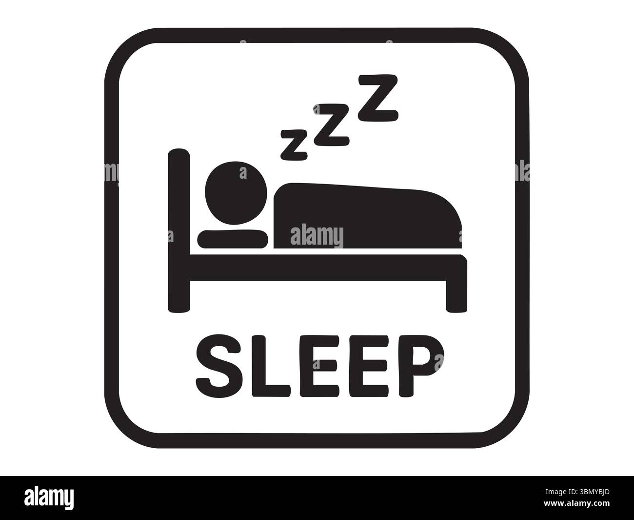 Black silhouette of sleeping person in bed with zzz on white background ...