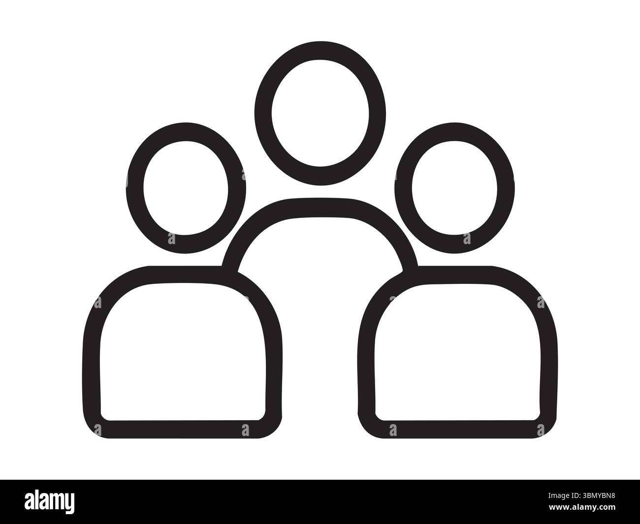 Black outline of three stylized human figures isolated on white ...