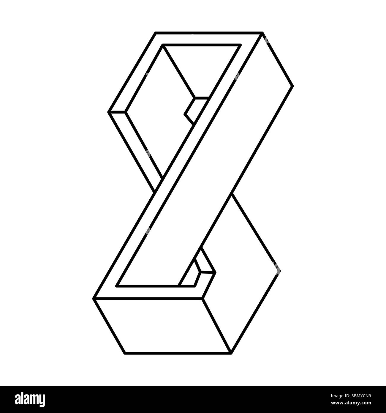 Impossible object. Line geometric shape. Optical illusion figure. Op ...