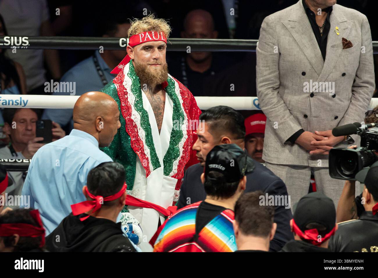 Jake Paul arrives to the ring to fight Julio Chavez Jr. at The Honda Center in Anaheim, CA on ...