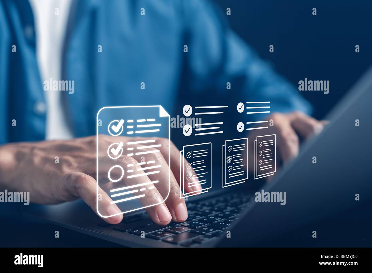 Digital document checklist and online survey form concept. User ...