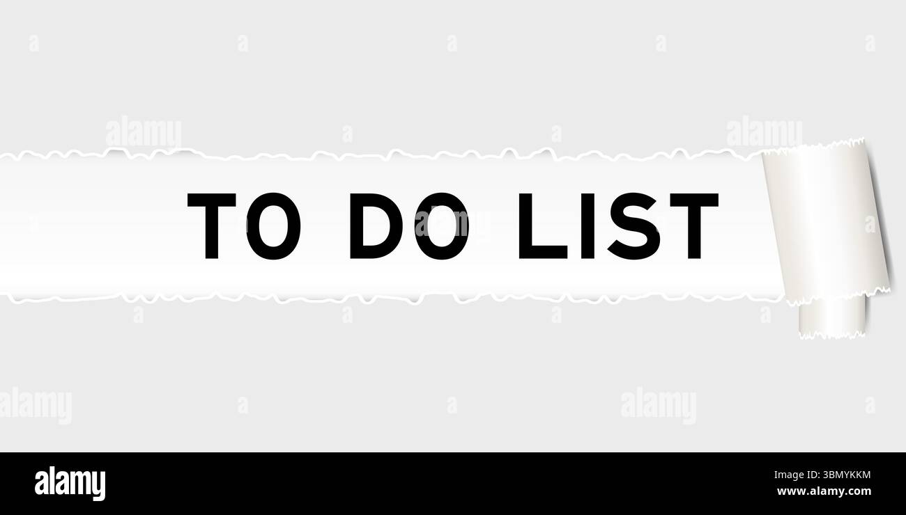 Ripped gray paper background that have word to do list under torn part ...