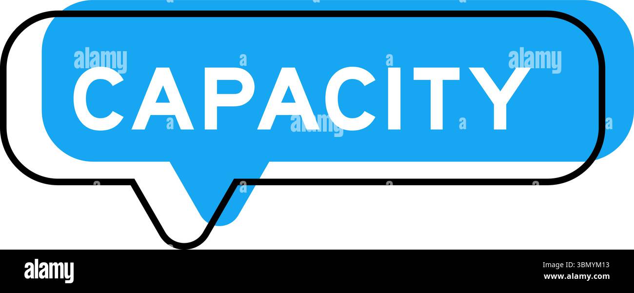 Speech banner and blue shade with word capacity on white background ...