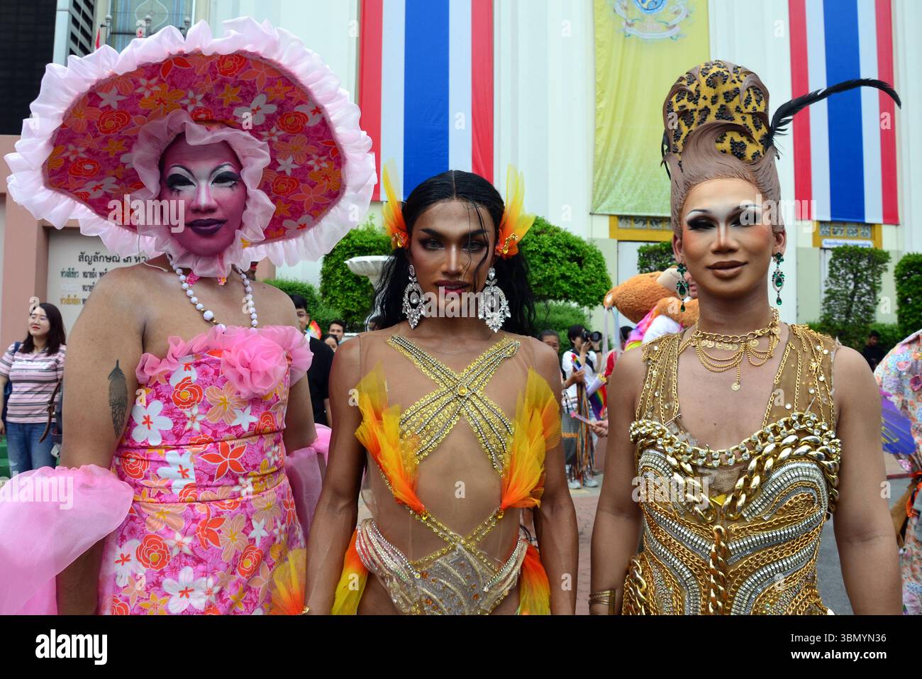 People get ready to take part in the 'Love Pride Parade', under the ...