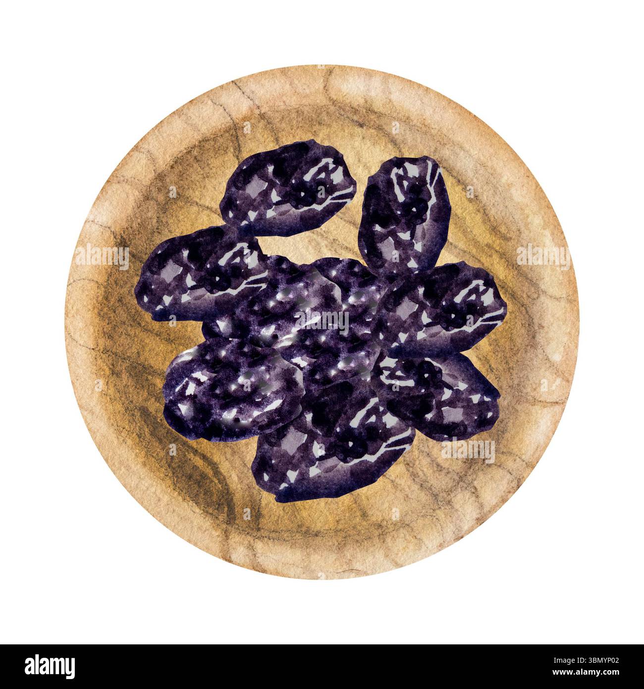 Prunes, dried plum, watercolor illustration, hand drawing Stock Photo ...