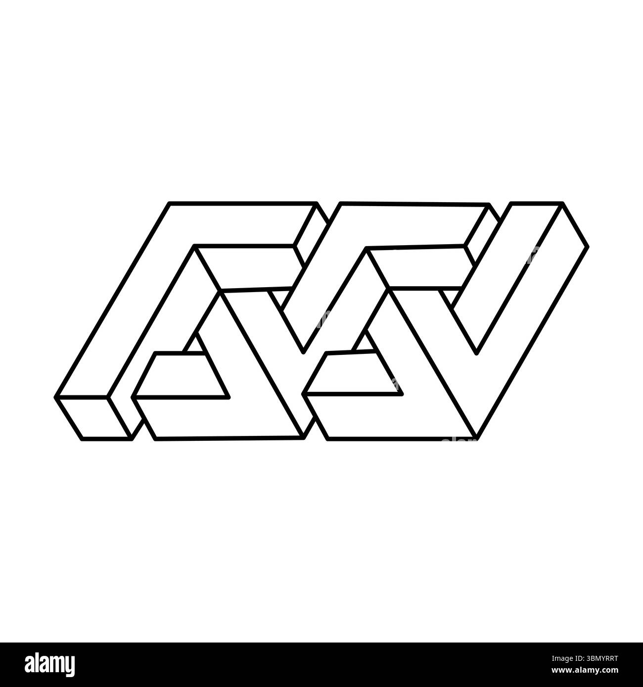 Optical illusion, unreal geometric object. Impossible figure. Sacred ...