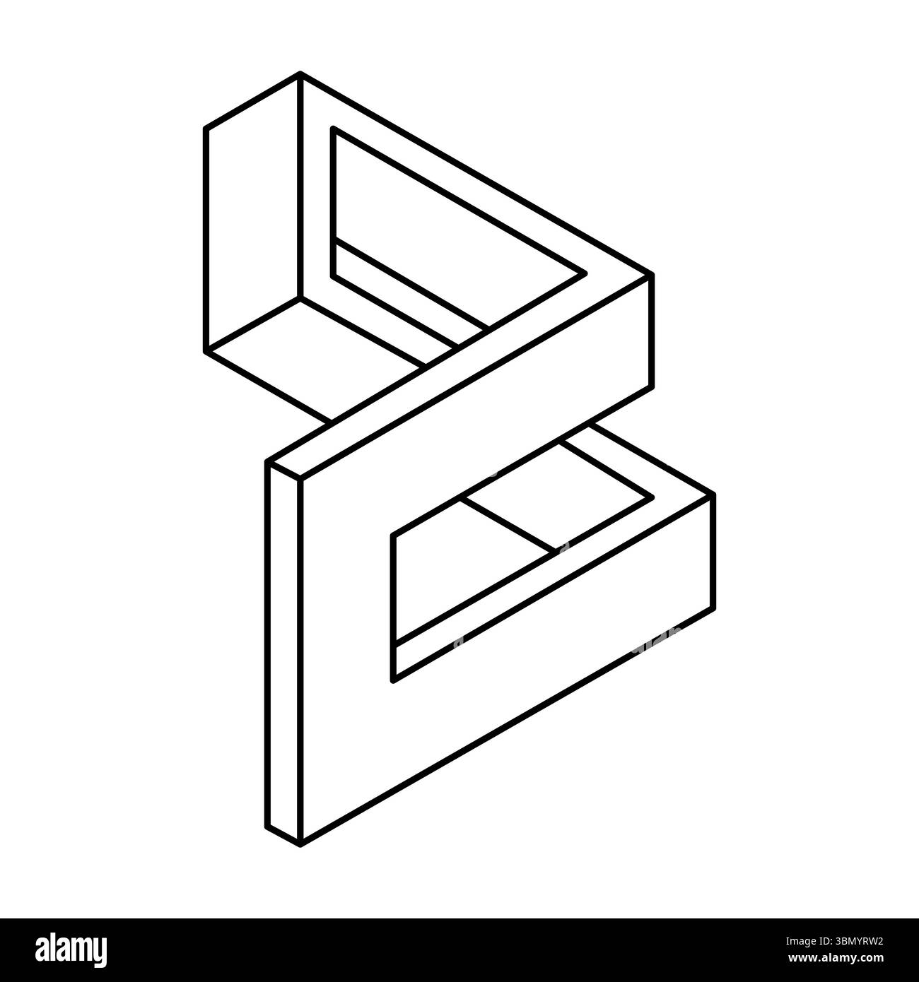 Optical illusion shape. Impossible object. Op art figure. Sacred geometry. Line art Stock Vector ...