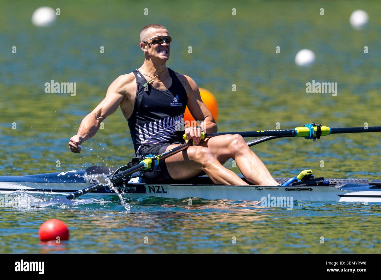 Logan Ullrich of New Zealand celebrates his victory after winning the ...