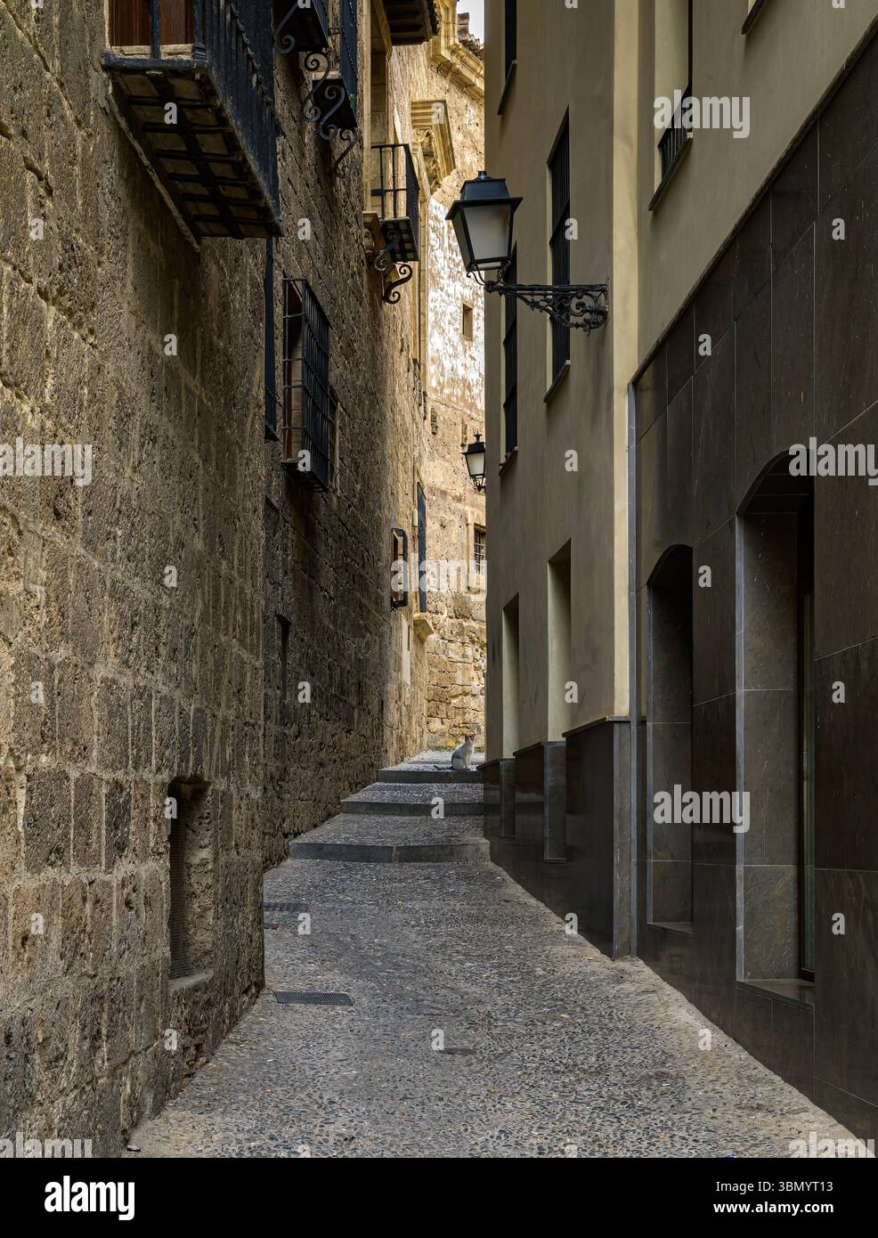 Architectural contrast - Small alleyway passing between a historic and ...