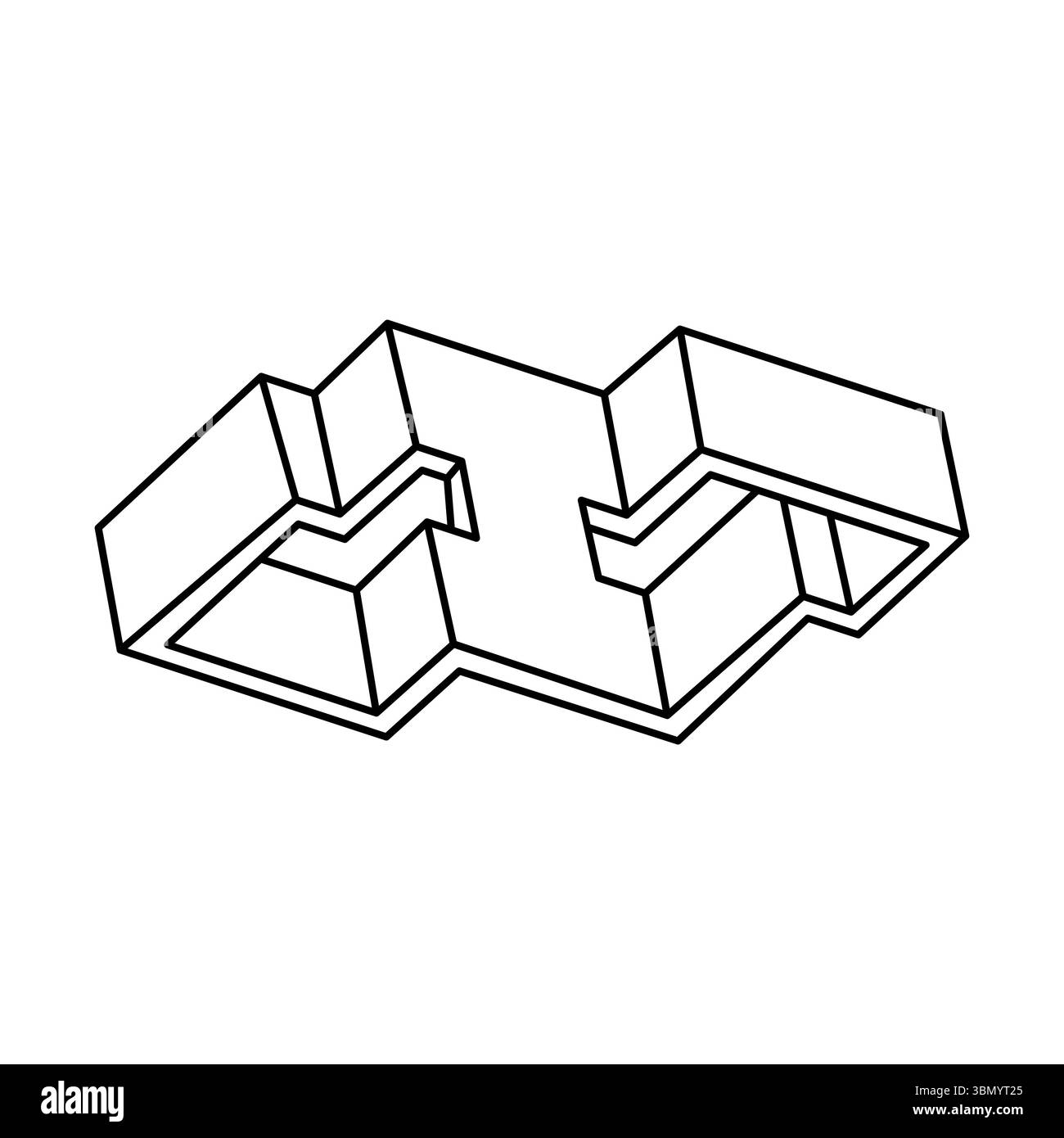 Impossible shape. Web design element. Optical illusion objects. Line ...