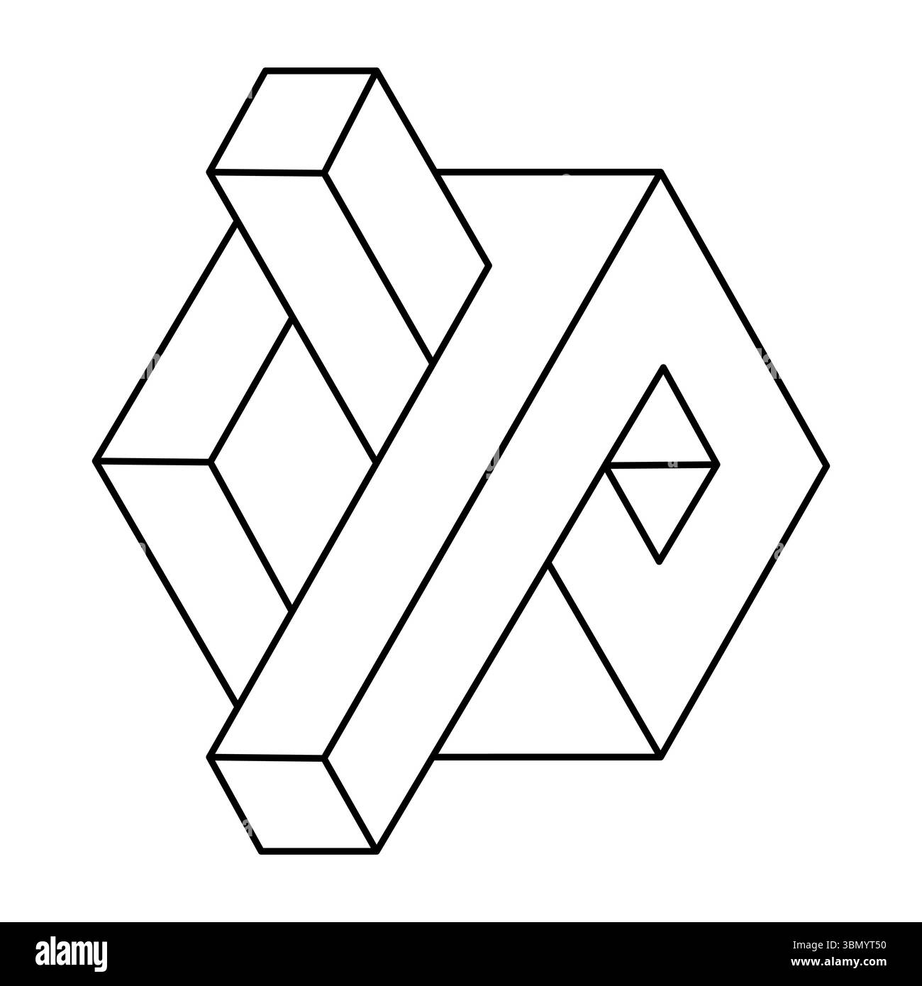 Optical illusion cube, unreal geometric object vector. Impossible figure. Sacred geometry shapes ...